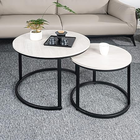 Amazon.com: Miereirl Round Nesting Coffee Table Circle Accent Tables ...