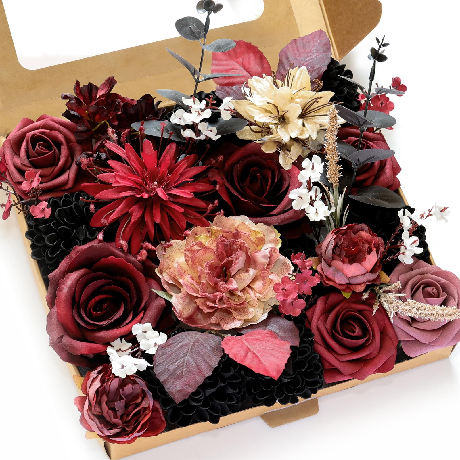 Amazon.com: WEIERYUE Artificial Flower Box Set Silk Fake Flowers DIY ...