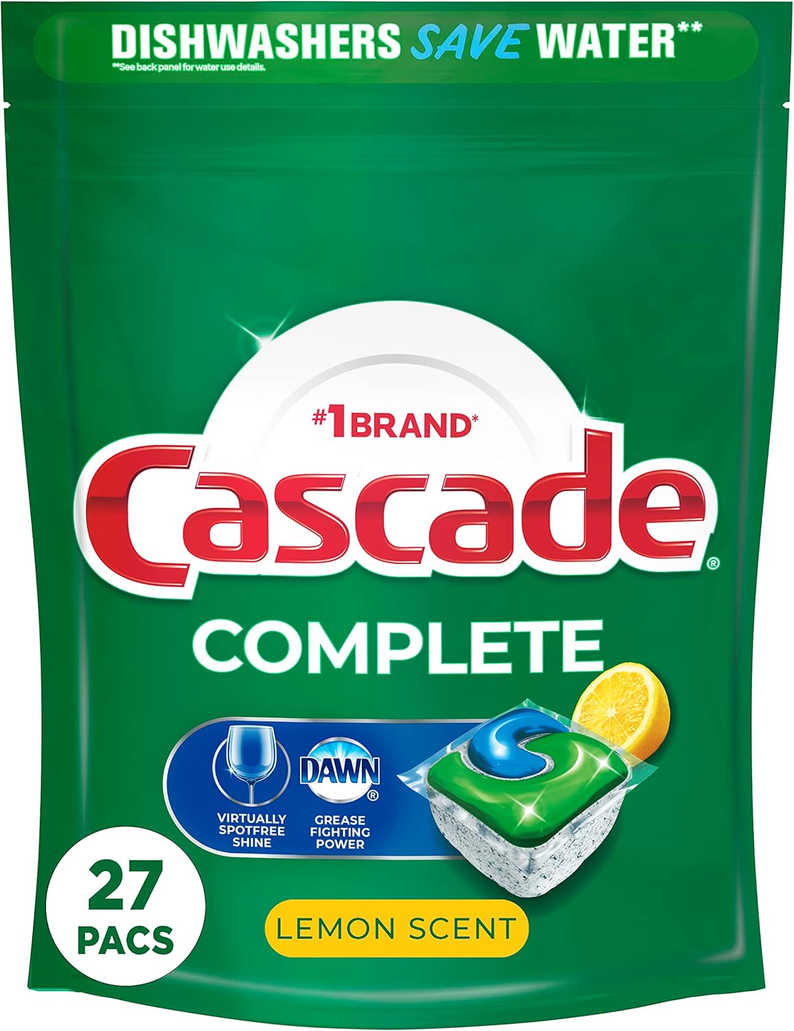 Amazon.com: Cascade Complete ActionPacs, Dishwasher Detergent, Lemon ...