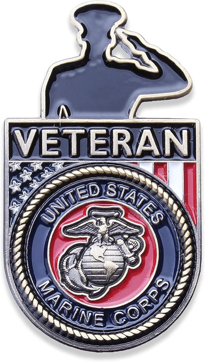 Amazon.com: USMC Salute Veteran Lapel Pin - US Marine Corps Veterans ...
