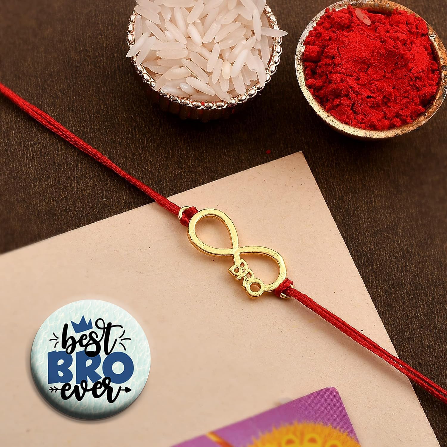 eCraftIndia Set of 2 Purple Floral & Pearl Designer Rakhis with Roli ...