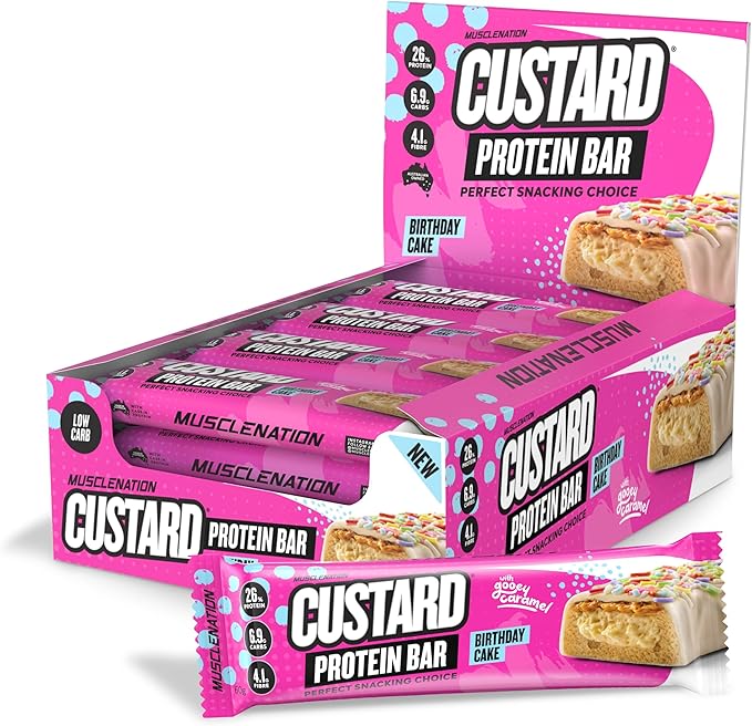 Muscle Nation Birthday Cake Custard Protein Bars 12 x 60g – High ...