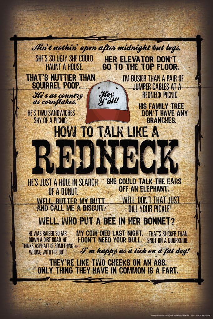Amazon.com: How To Talk Like a Redneck Funny Cool Wall Art Print Poster ...