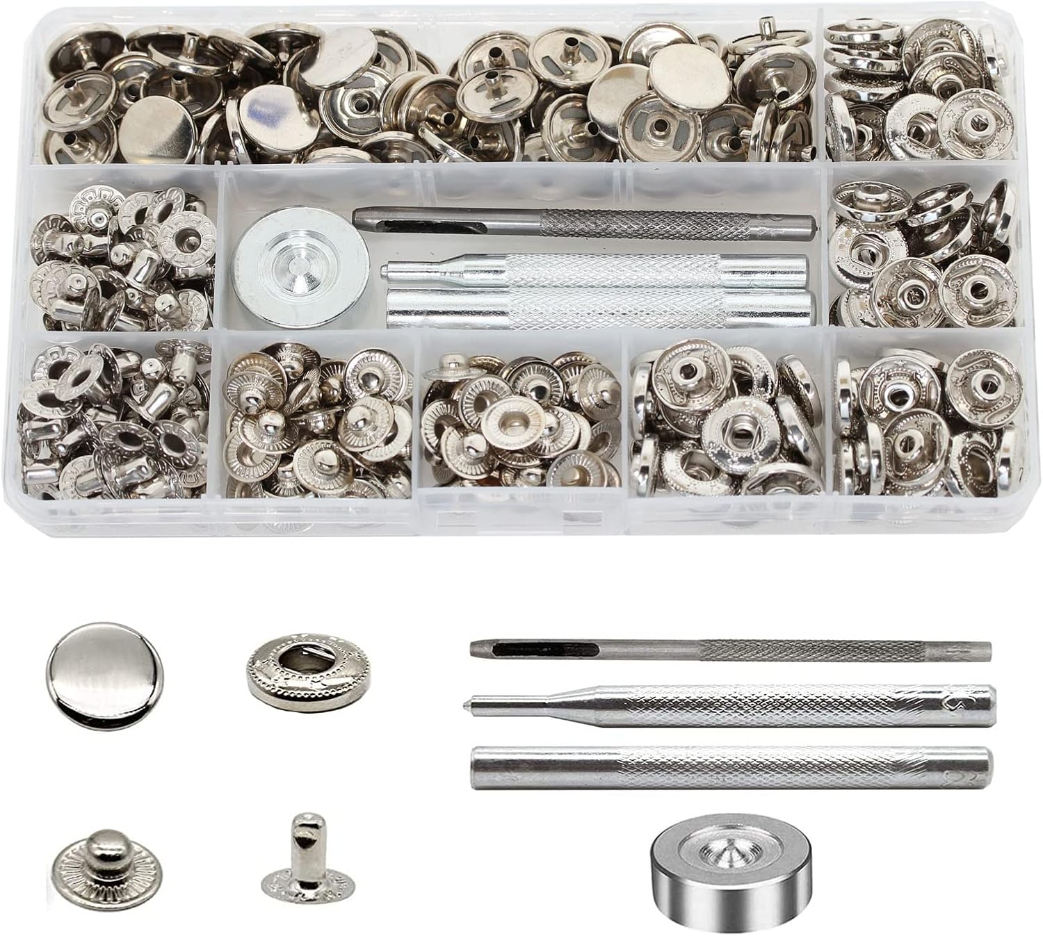 Amazon.com: 80 Sets Heavy Duty Leather Snap Fasteners Kit, BetterJonny ...