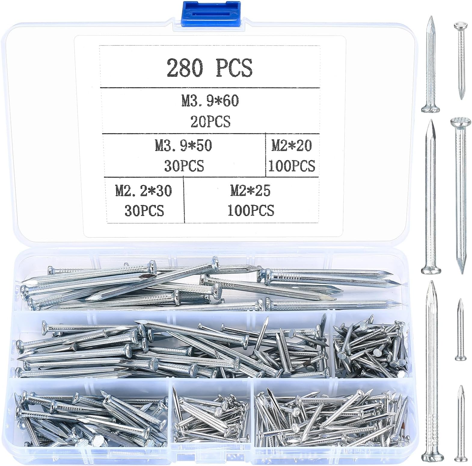 200pc galvanised Round Nails Assortment (100, 75, 50 and 40mm Nails ...