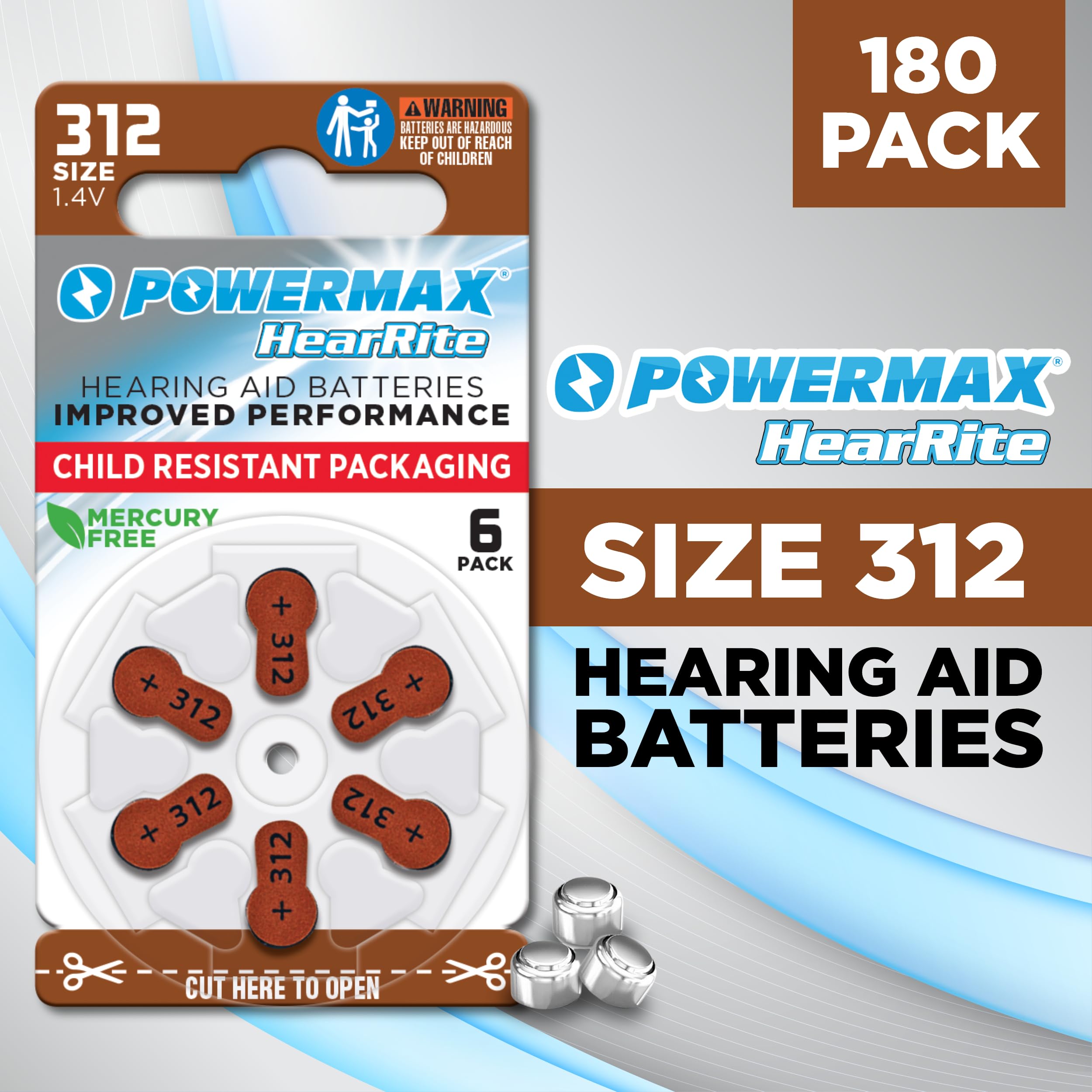 Snapklik.com : Powermax Size 312 Hearing Aid Batteries