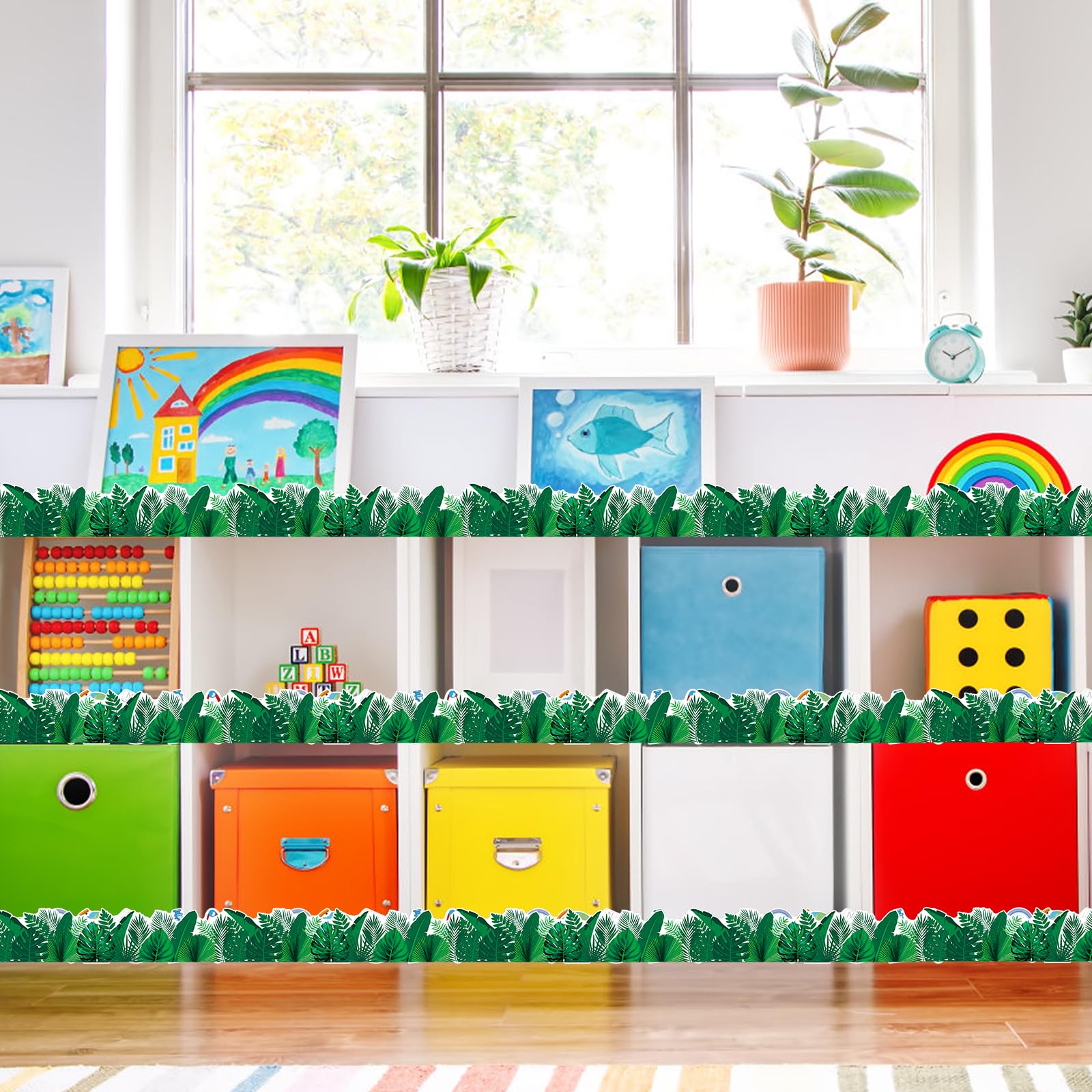 Snapklik.com : Tropical Leaves Bulletin Board Border, 65Ft Jungle ...