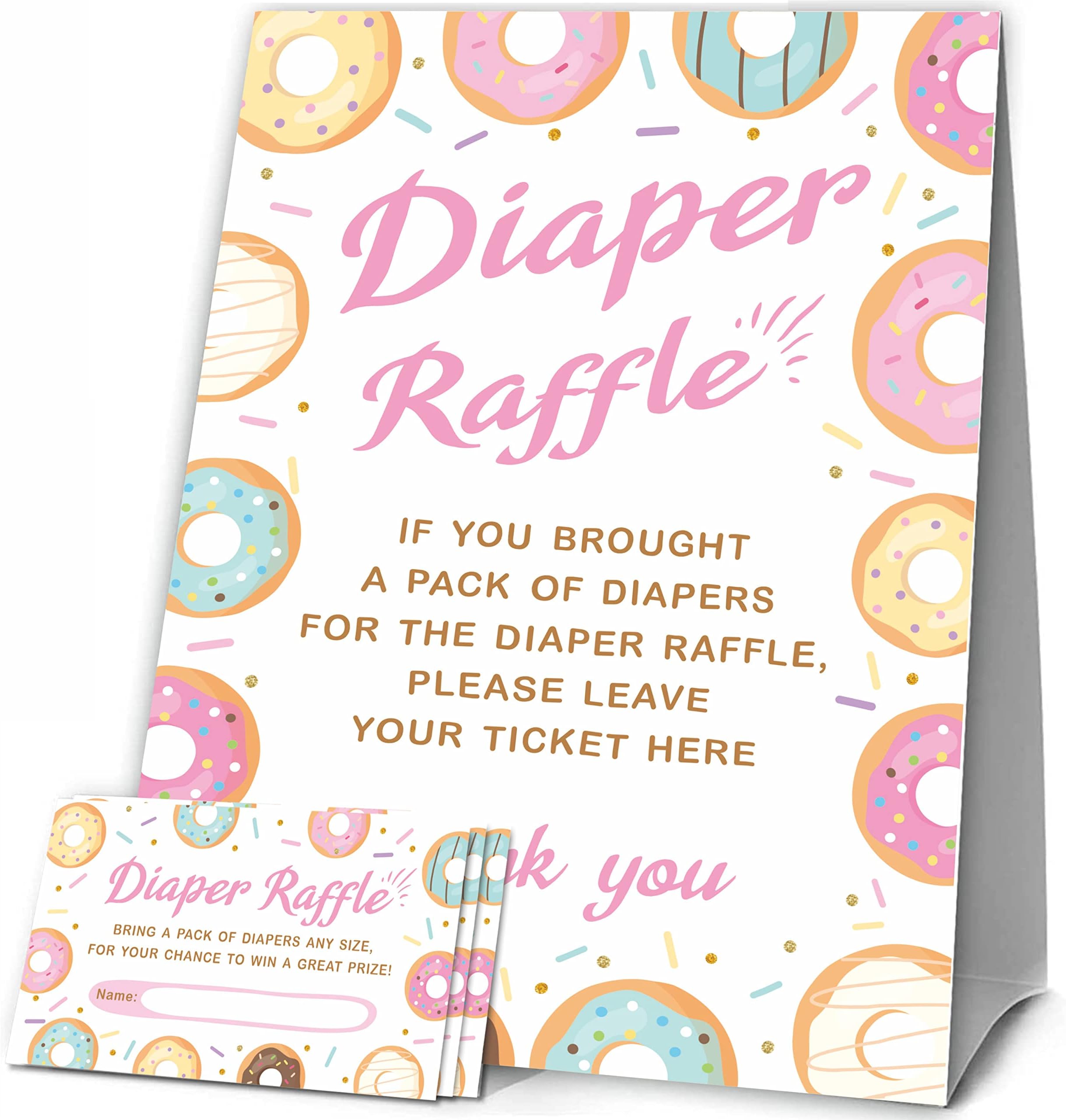 Amazon.com : JCVUK Baby Shower Games, 1 Diaper Raffle Standing Sign ...
