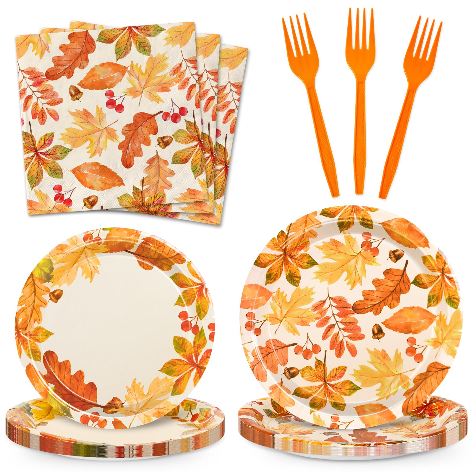 Amazon.com: JarThenaAMCS 96Pcs Fall Leaves Tableware Set Watercolor ...