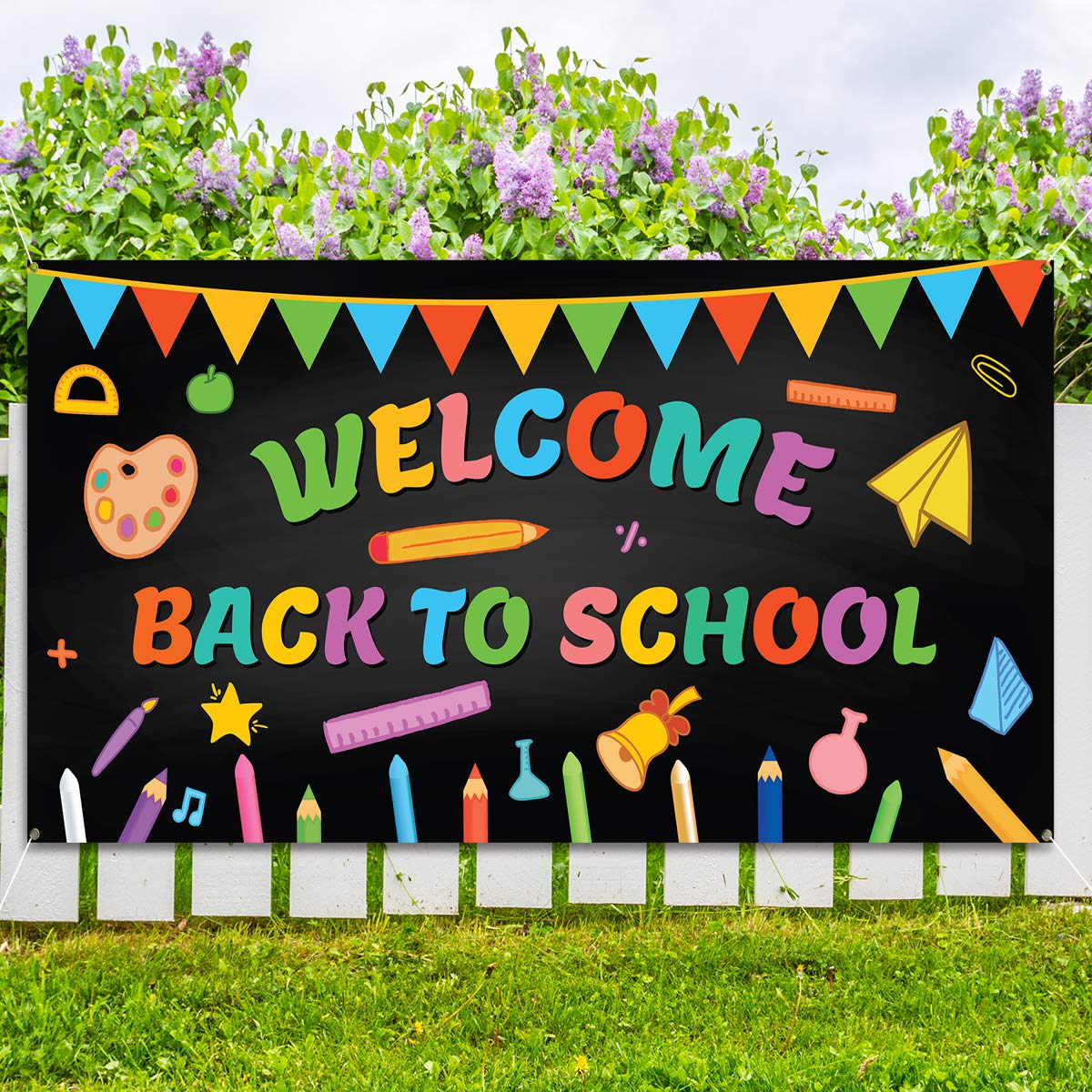 KMUYSL Welcome Back To School Banner Extra Large Fabric 79 X 40 