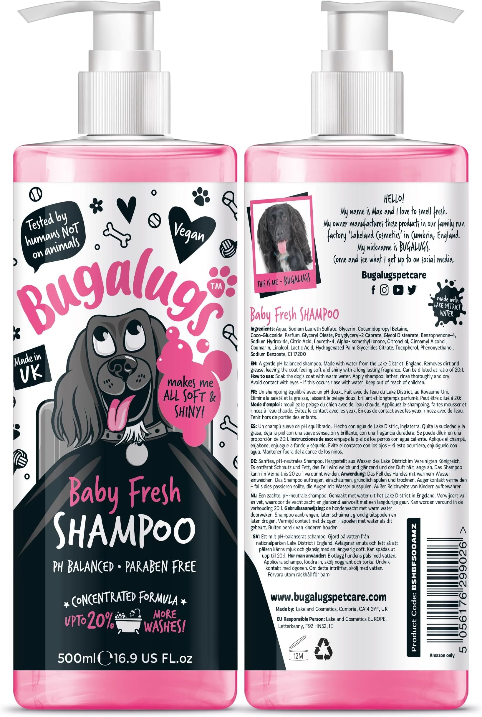 BUGALUGS Baby Fresh Dog Shampoo grooming products for smelly dogs with ...