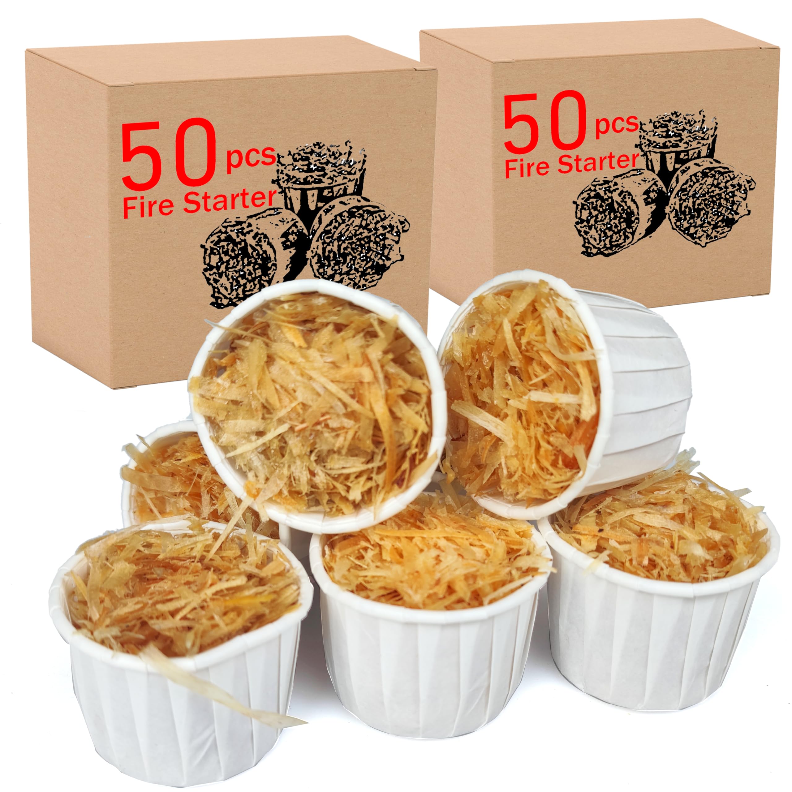 Fire Starter Pods in Plastic Bucket 2 x 50 pcs for Fireplace, Campfires ...