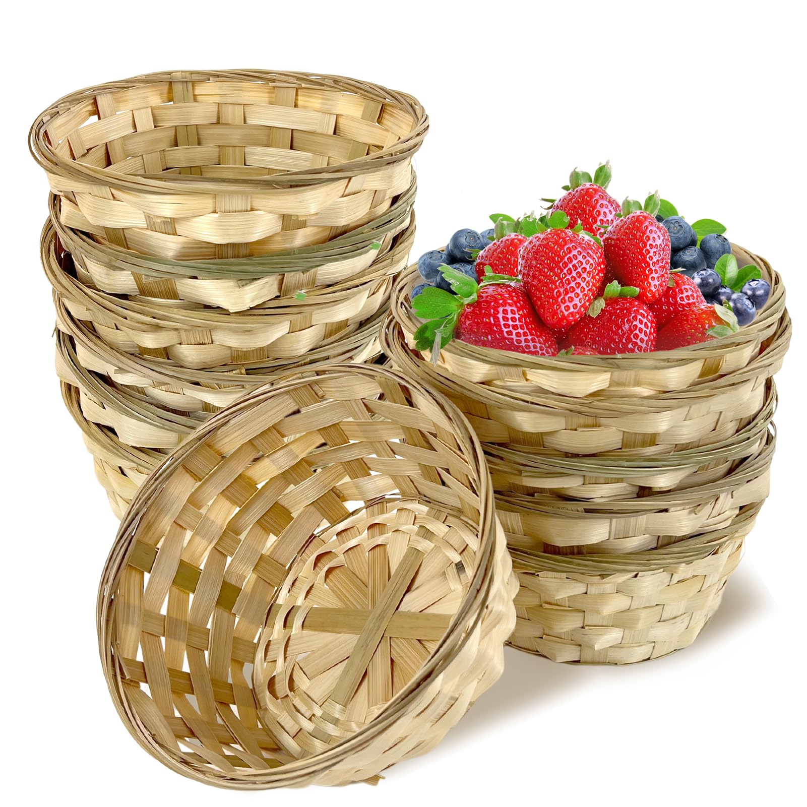 Amazon.com: 10 Pack Round Gift Baskets, 8 Inch Bamboo Woven Bread ...