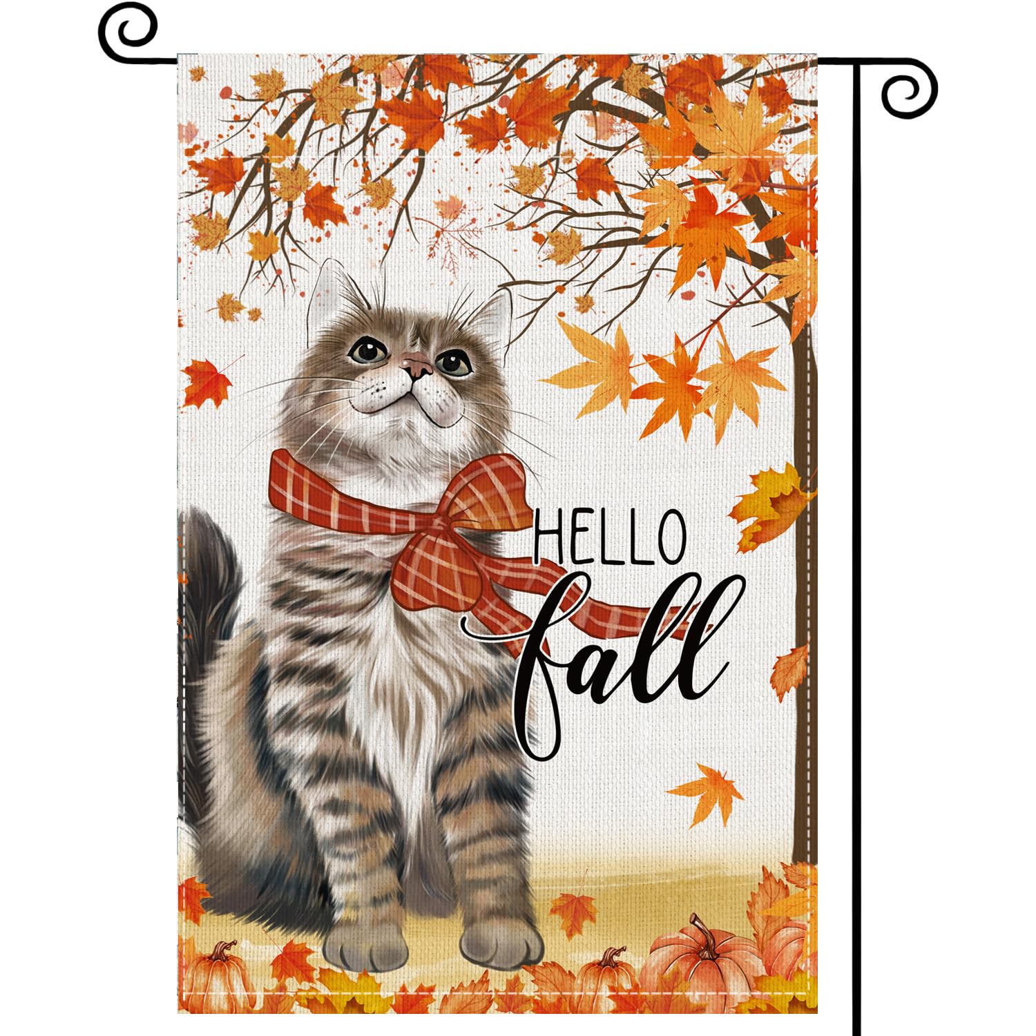 Amazon.com : Fall Cat Garden Flags 12x18 Inch Double Sided, Hello Fall ...