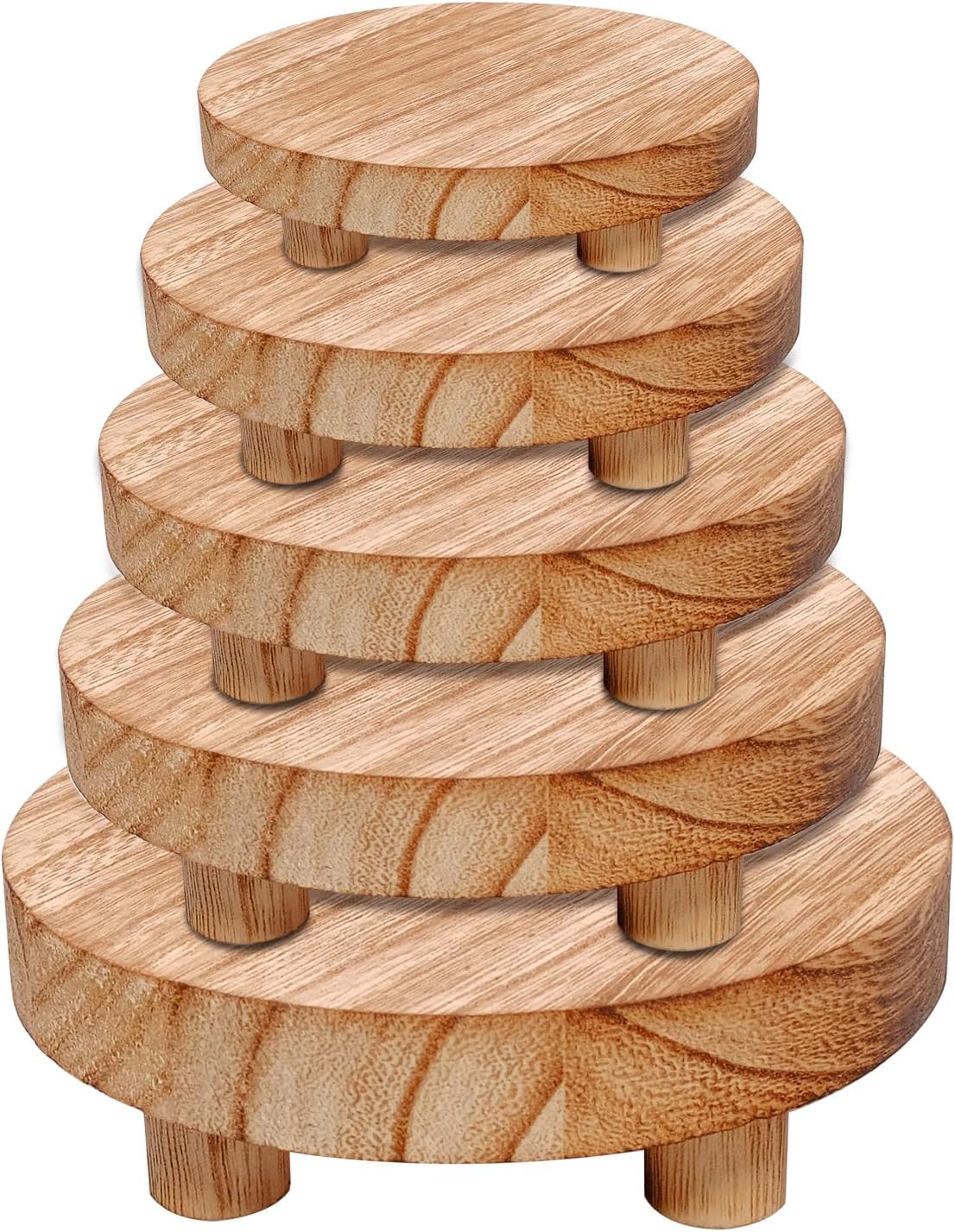 Amazon.com: TANEMUDO 5 Pcs Wooden Risers for Display 5 Sizes Round Mini ...