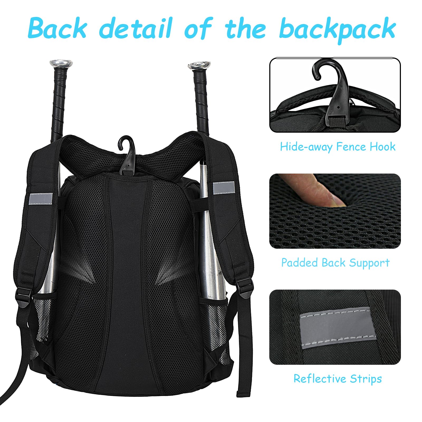 Snapklik.com : LARIPOP Youth Baseball Bag - Bat Backpack For Softball ...