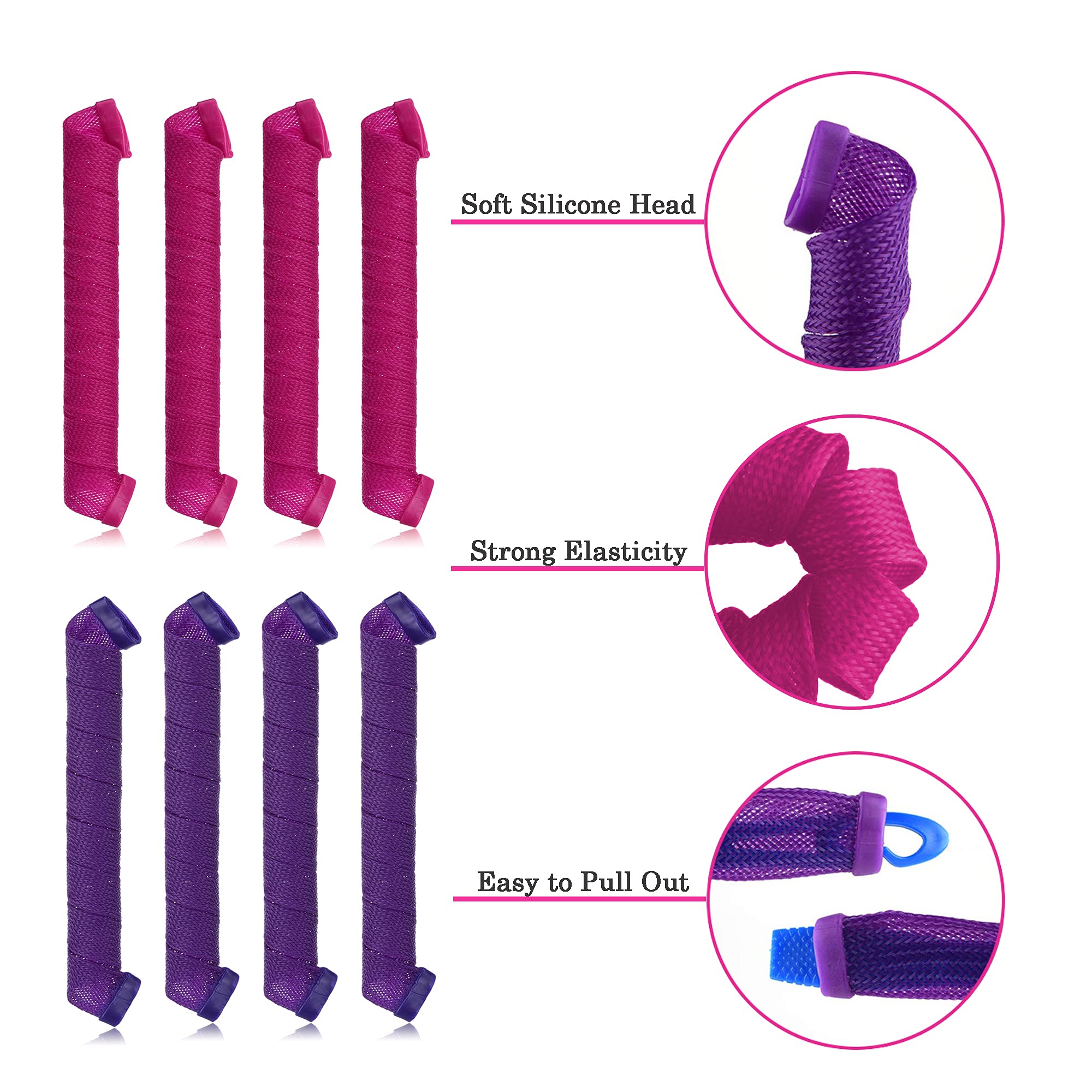 42pcs No Heat Hair Curlers Heatless Spiral Curlers with 2 Sets Styling ...