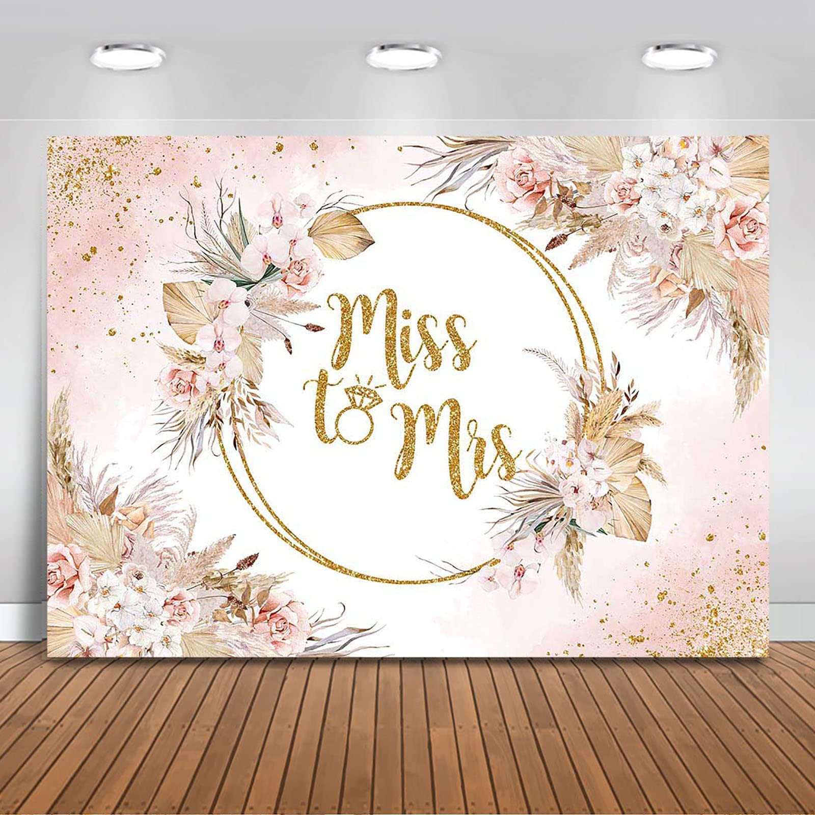 Amazon.com : Mocsicka Miss to Mrs Bridal Shower Backdrop Boho Bride to ...