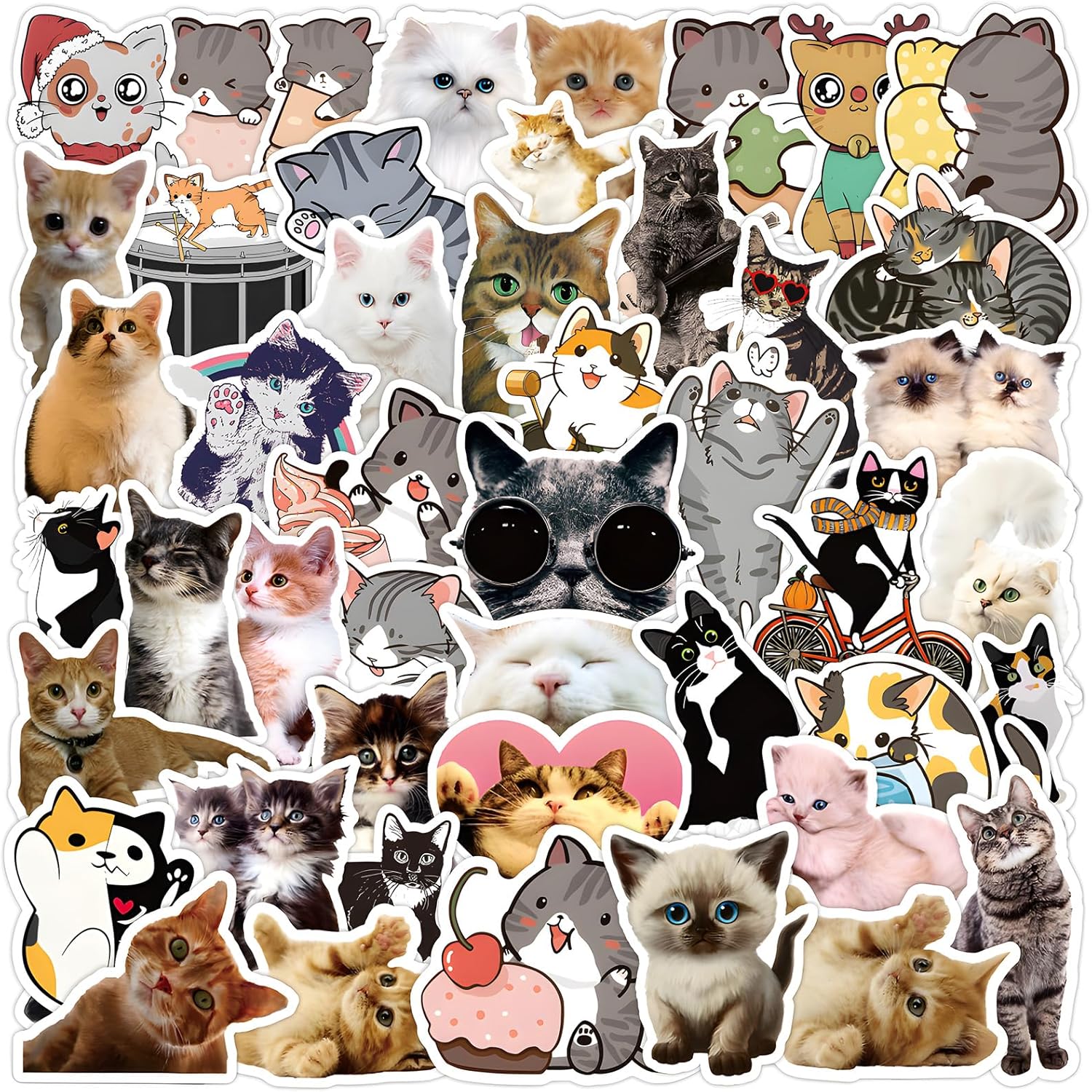 Amazon Popeoiuh 50pcs Cute Cat Sticker Decal Pack Waterproof Vinyl