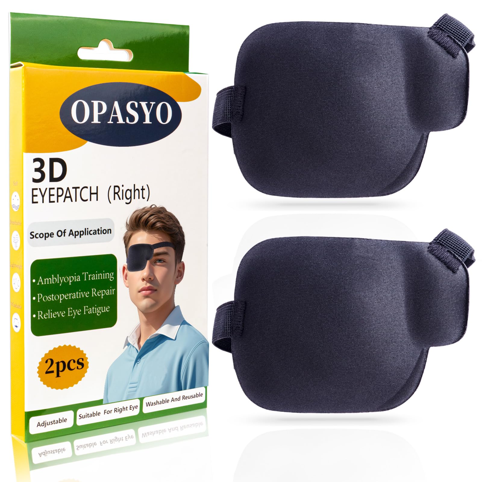 Amazon.com: opasyo Eye Patches for Adults 2pcs Eye Patch Medical,3D ...