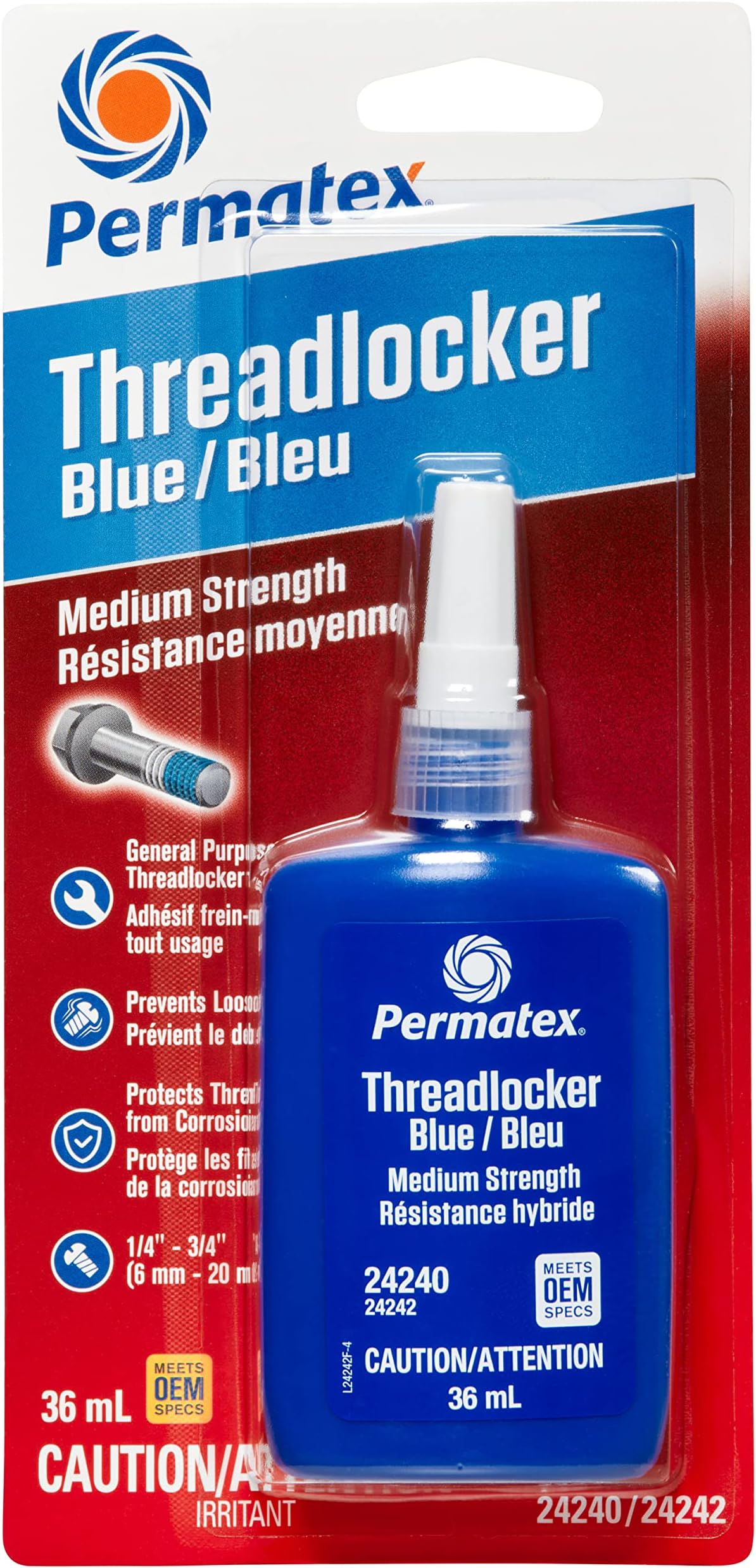 Permatex 24242 Blue Medium Strength 242 Threadlocker, 36mL : Amazon.ca ...