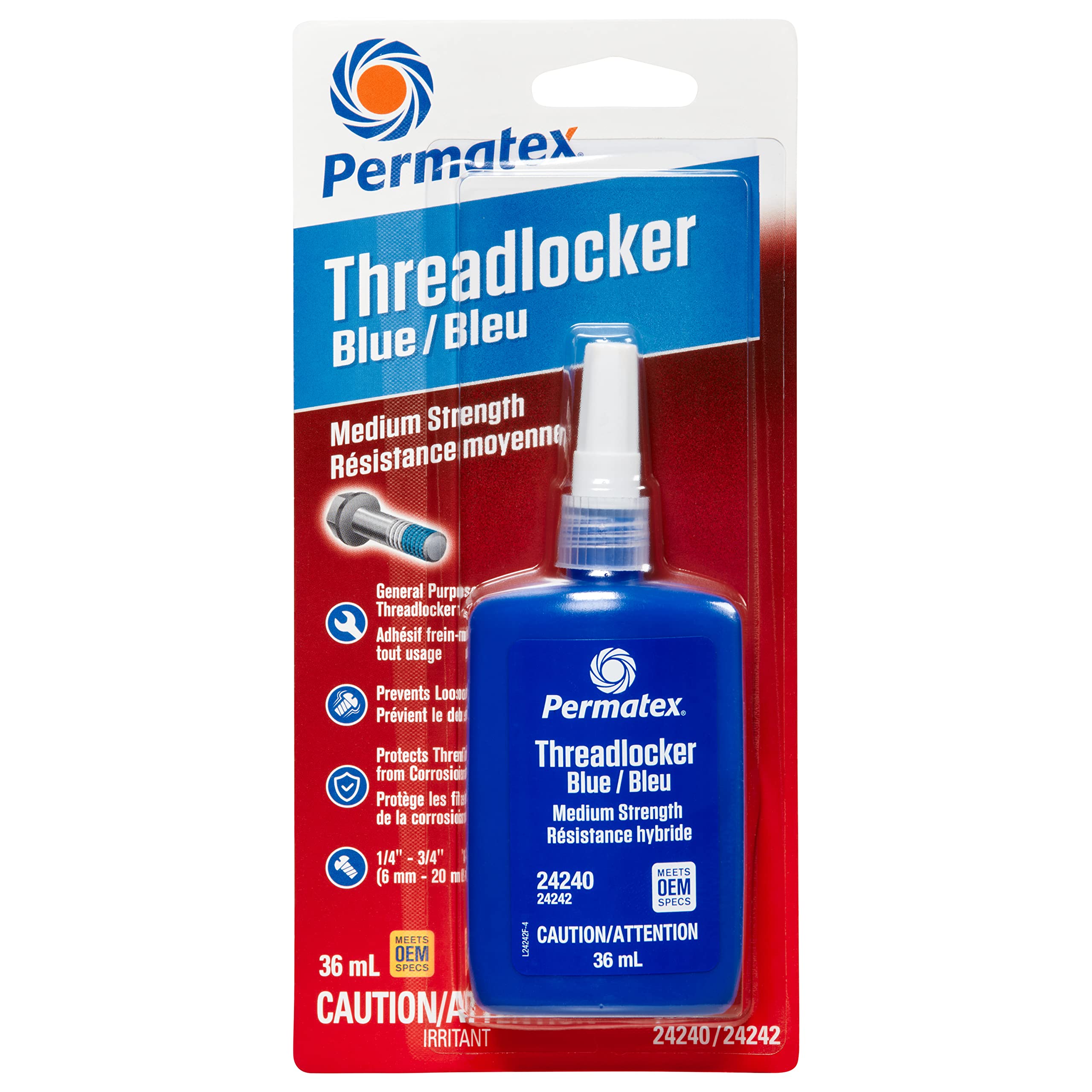 Permatex 24242 Blue Medium Strength 242 Threadlocker, 36mL : Amazon.ca ...
