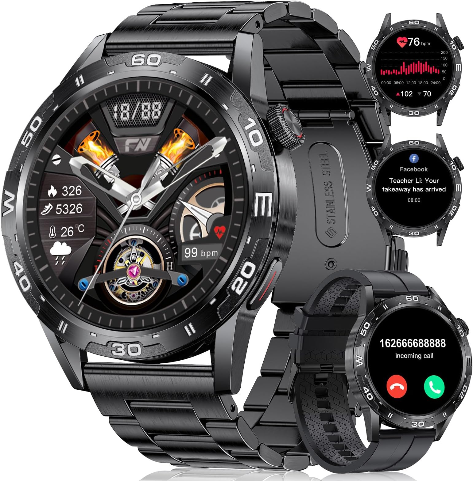 LIGE Smartwatch Herren mit Telefonfunktion mit 1,43 Zoll AMOLED Always ...