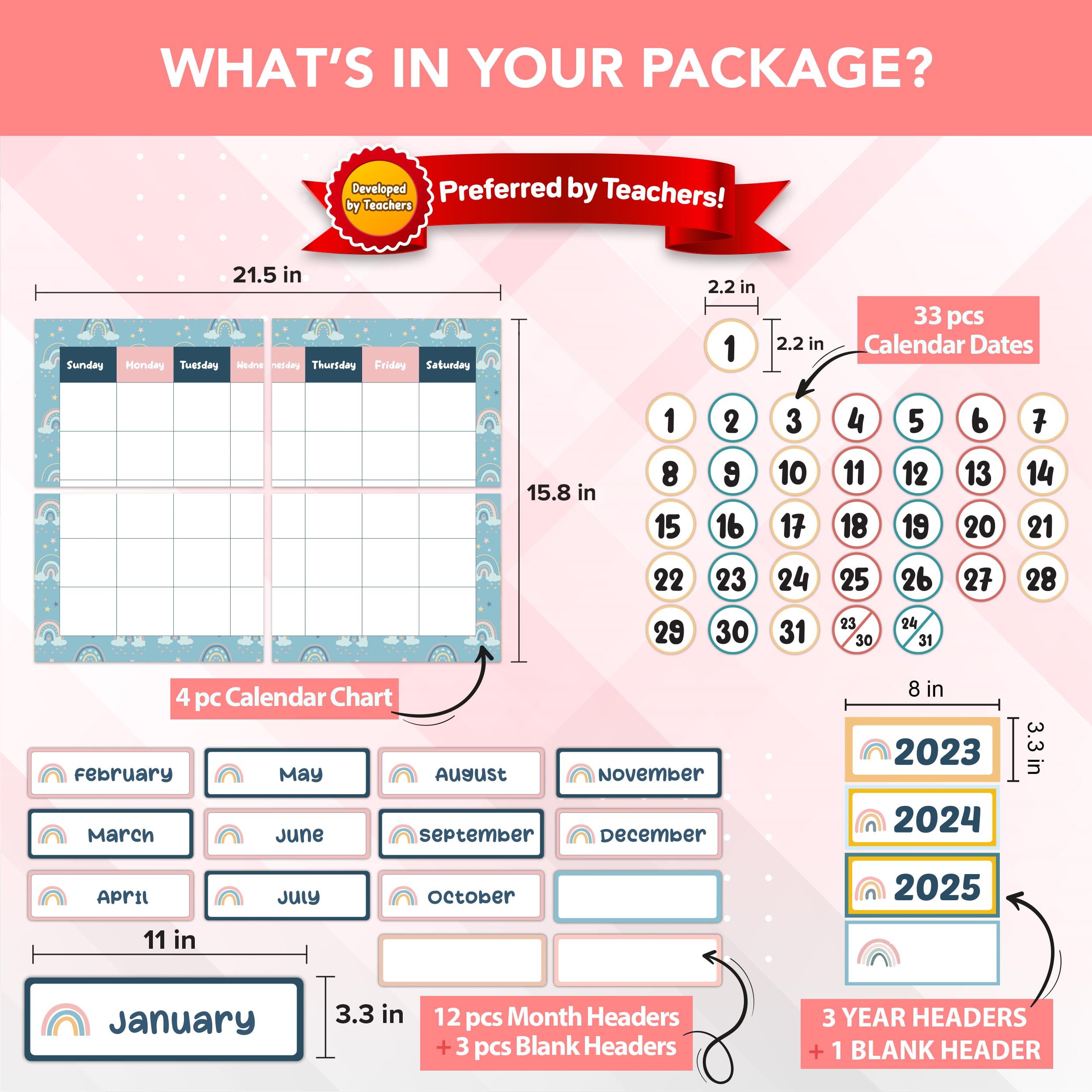 Snapklik.com : Decorably 148 Pcs Cutouts Boho Rainbow Themed ...