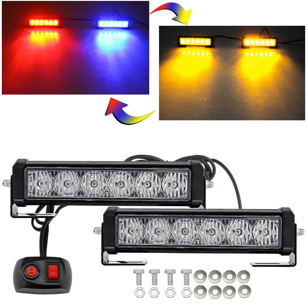 Snapklik.com : LED Emergency Strobe Lights Bar 2Pcs Red Blue Change ...