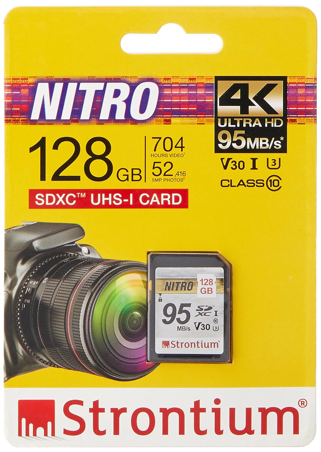 Strontium Nitro 128GB SD SDXC UHS-I U3 V30 Class 10 Flash Memory Card ...