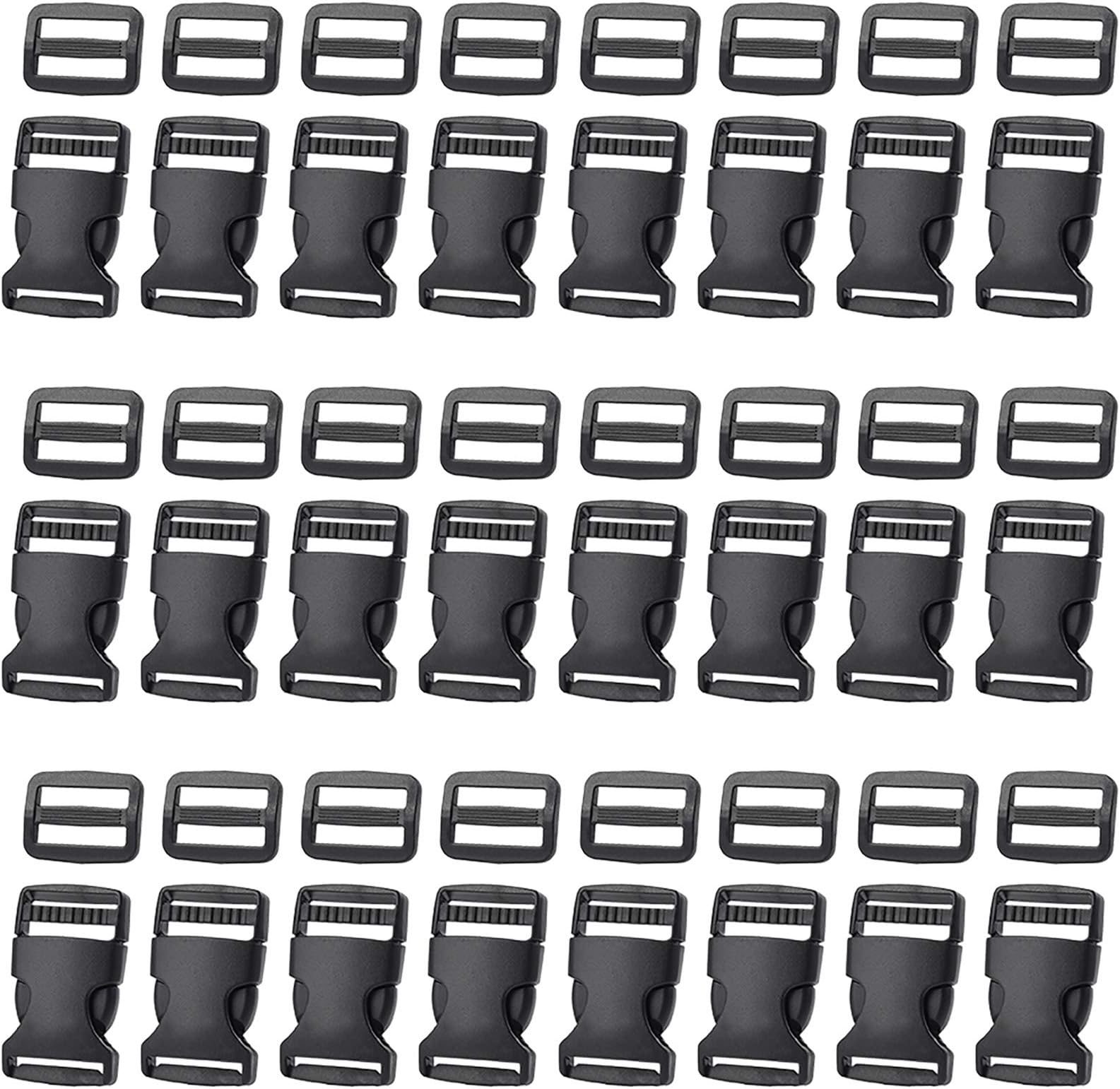 JIHUOO 60 Pcs 1 inch Plastic Slide Buckles Slider Adjuster Fasteners ...