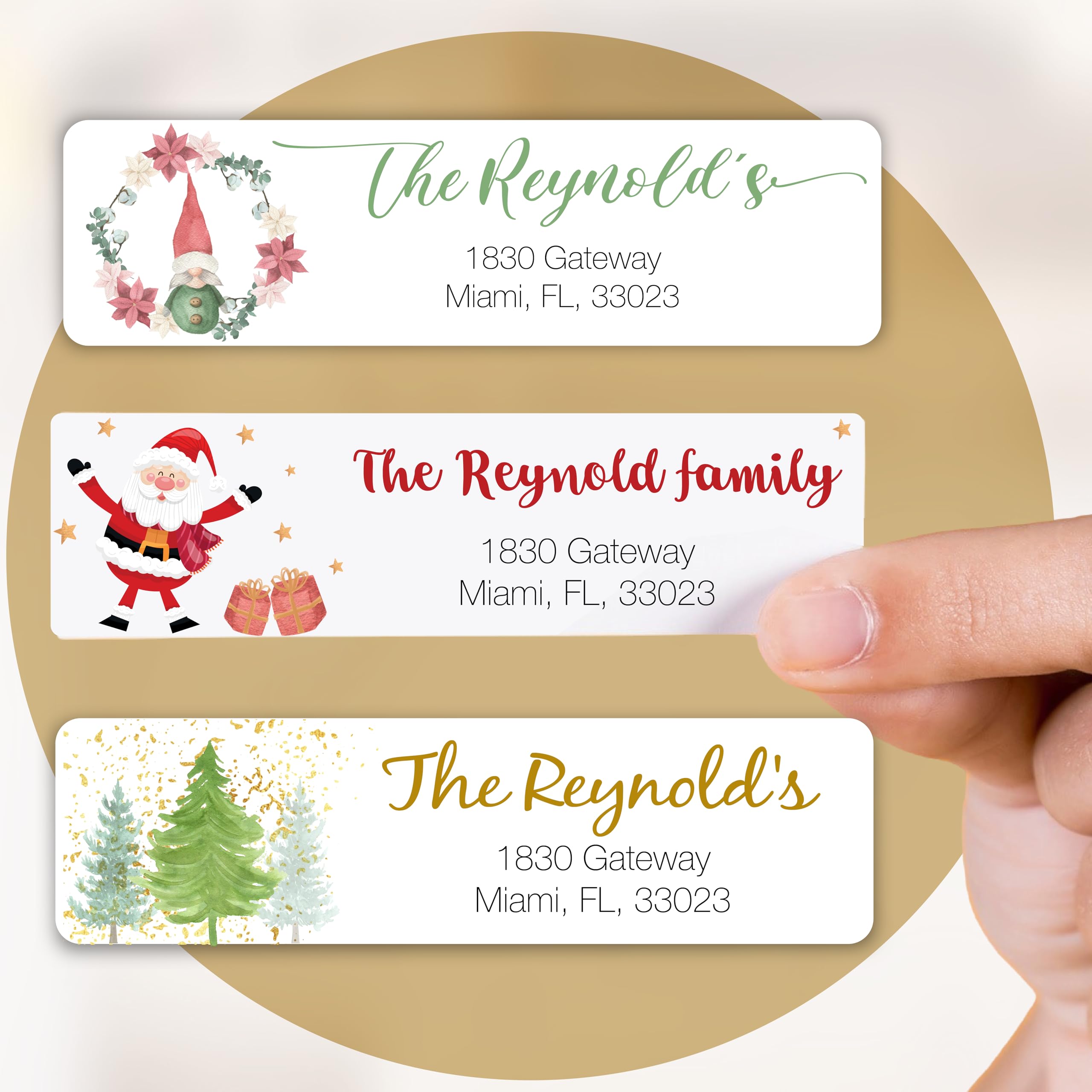 Amazon.com : Personalized Christmas Return Address Labels Roll Custom ...