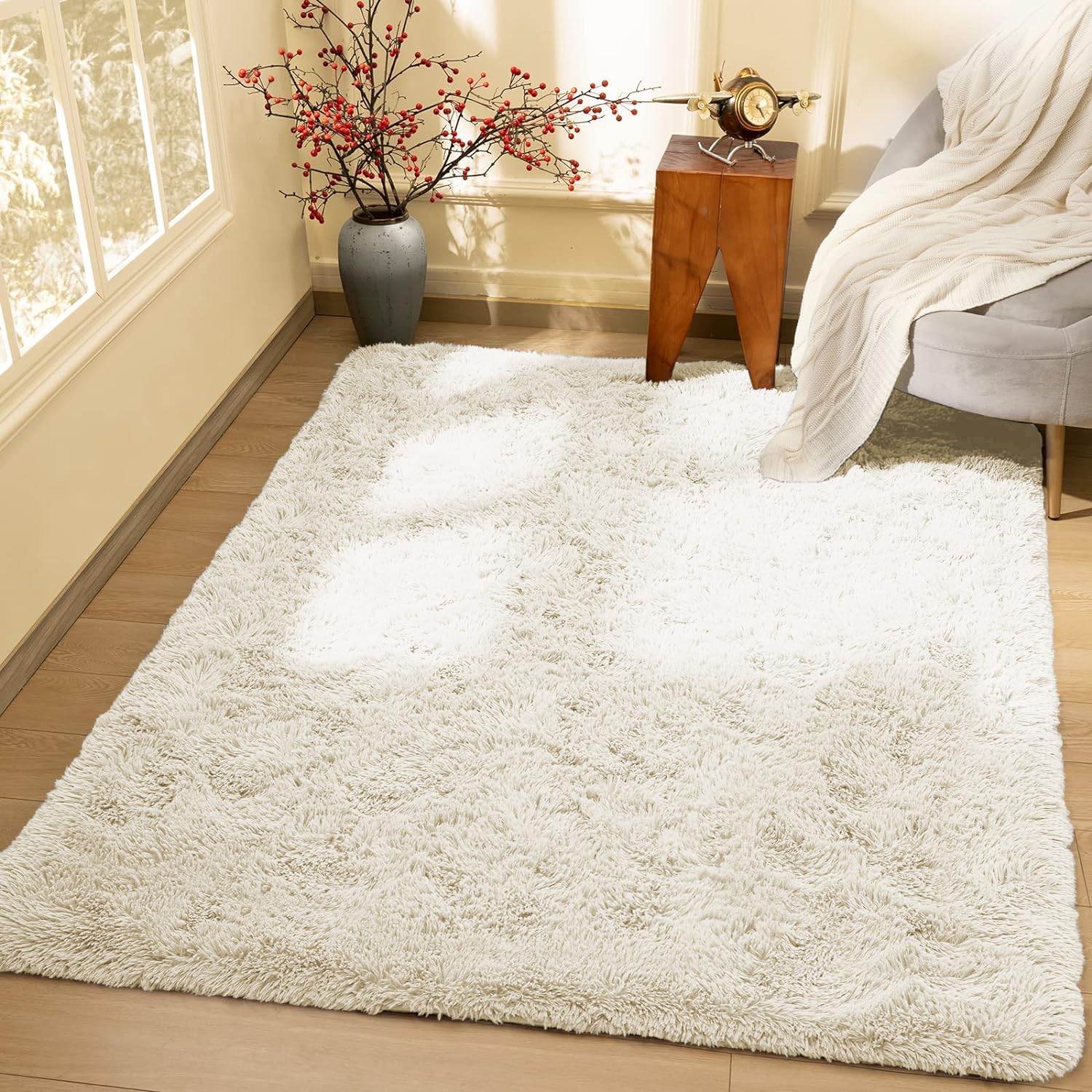 Hafaa Rugs Living Room – Cream Area Rugs for Bedroom Non Slip – Modern ...