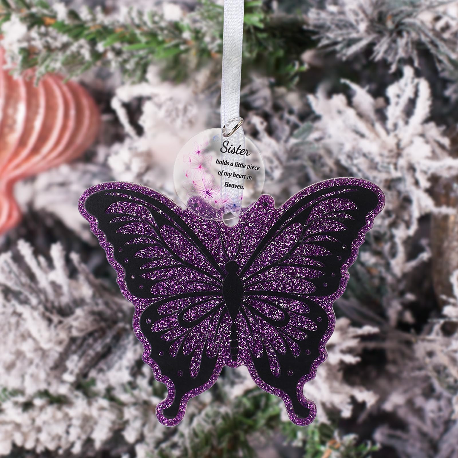 Amazon.com: Thyle Loss of Sister Memorial Ornament Purple Butterfly ...