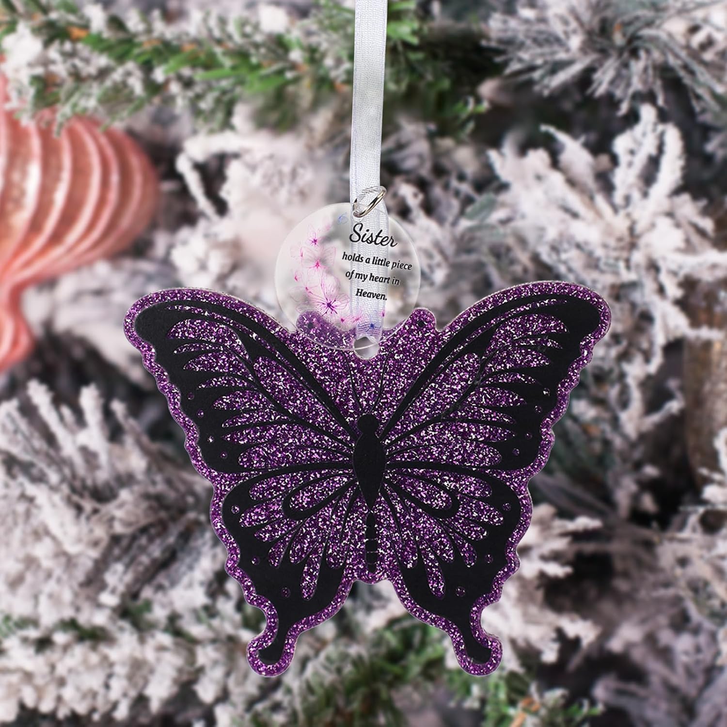 Amazon.com: Thyle Loss of Sister Memorial Ornament Purple Butterfly ...