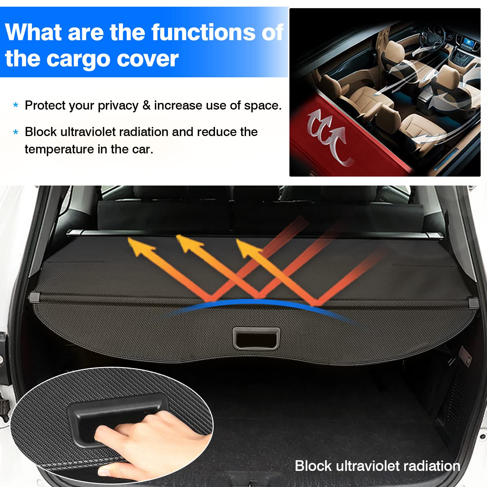 Snapklik.com : Cargo Cover For 2014-2018 2019 Toyota Highlander ...