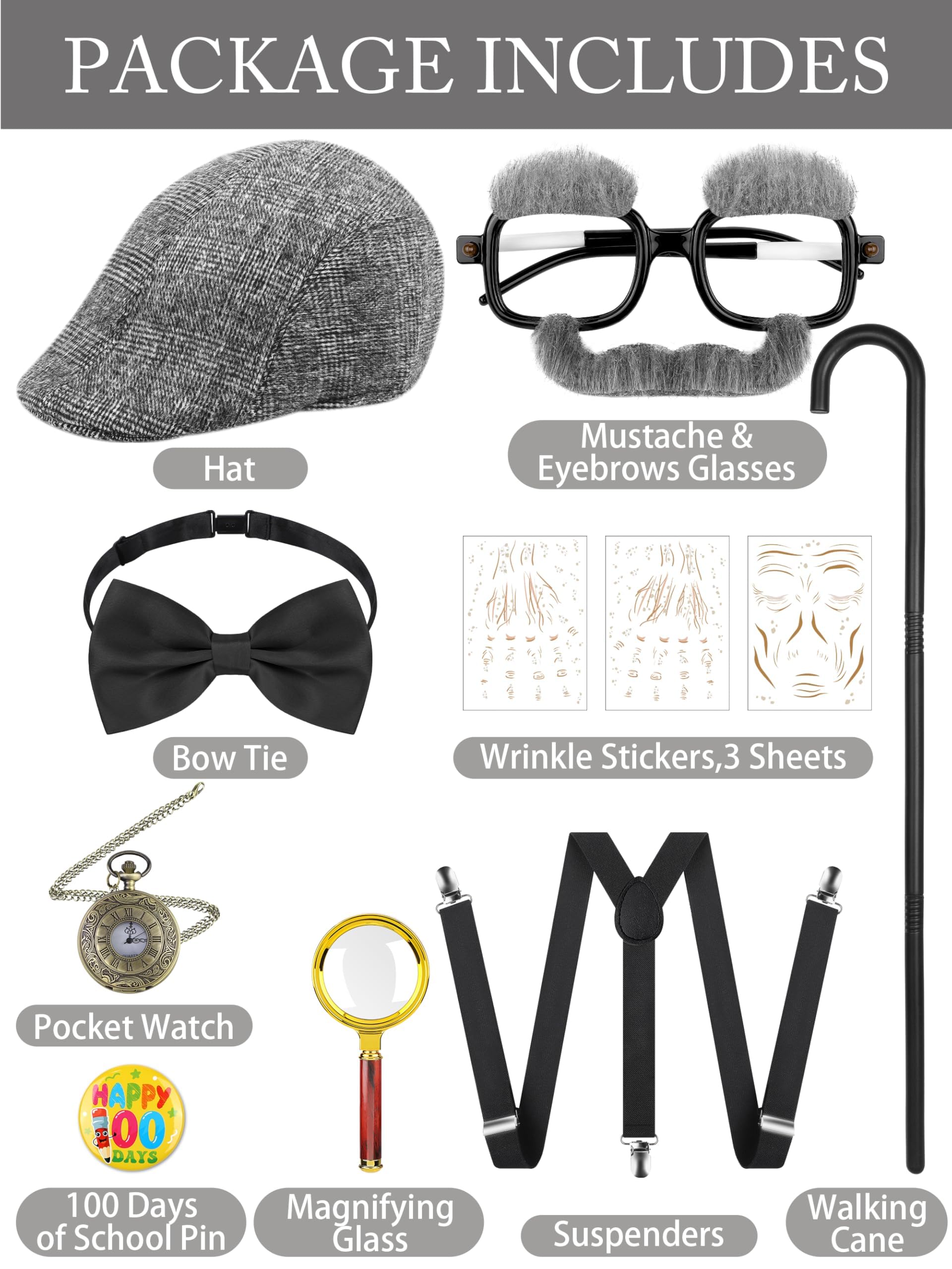 Snapklik.com : Boys Old Man Costume 100 Days Of School Outfit Kids ...