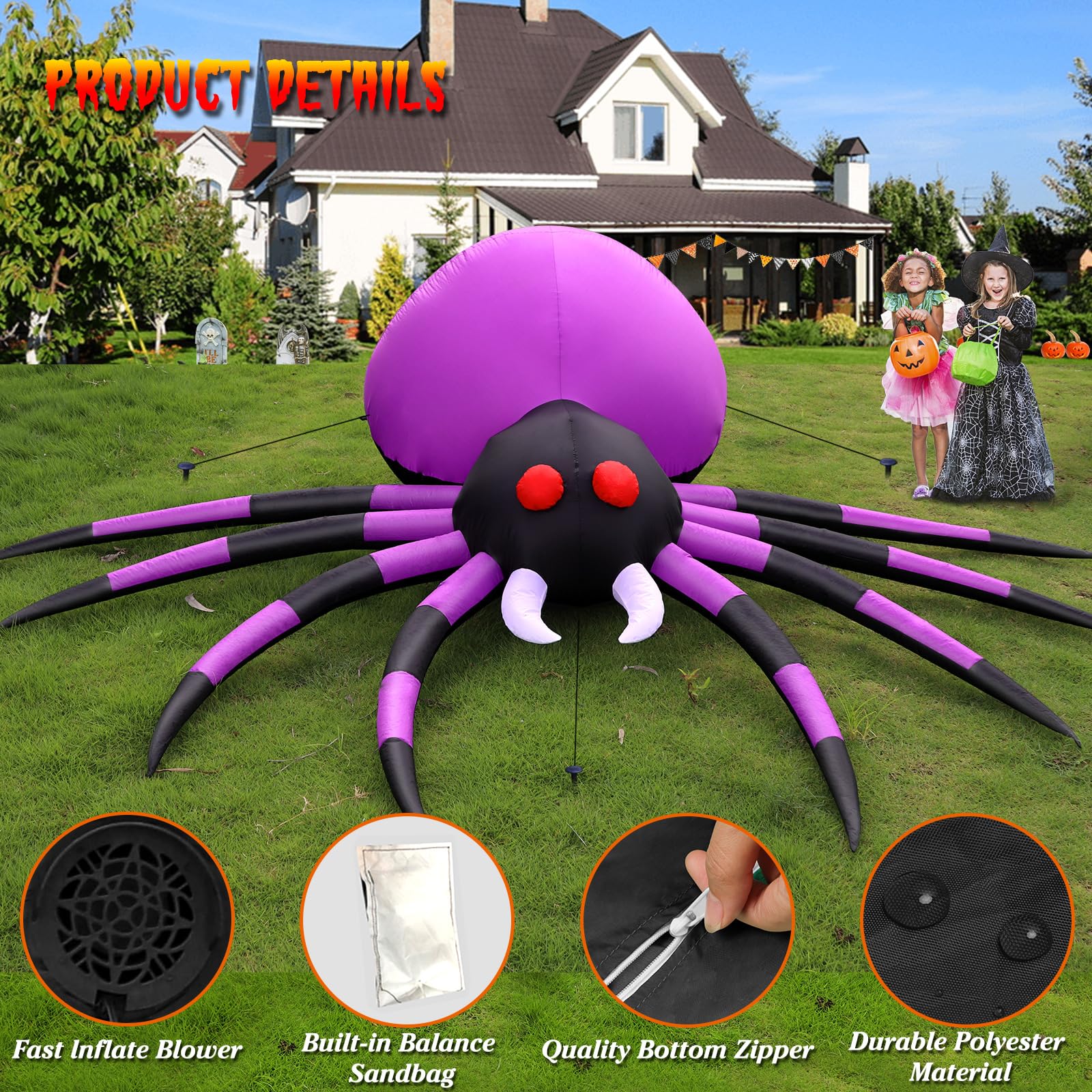 Snapklik.com : FunFanso 12 FT Halloween Inflatable Spider Outdoor ...