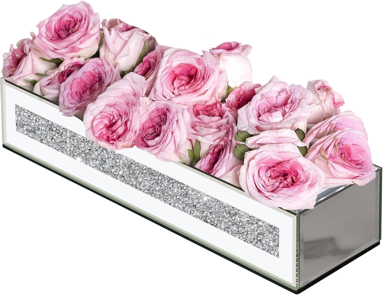 Amazon.com: blingworld Flower Vase Rectangular Crushed Diamond Mirrored ...