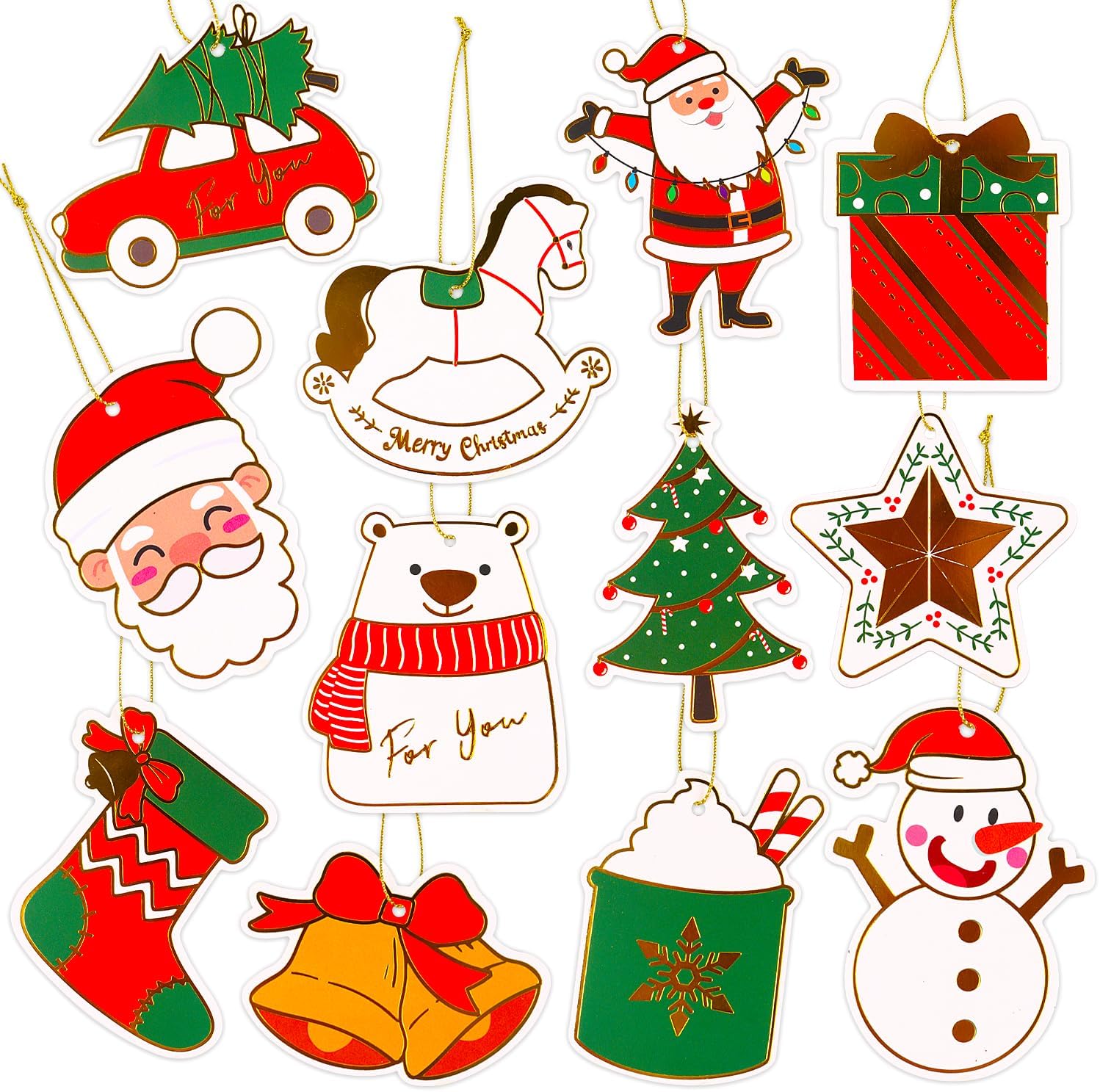 Amazon.com: SULOLI 120 PCS Christmas Gift Tags, Xmas Paper Tags with ...