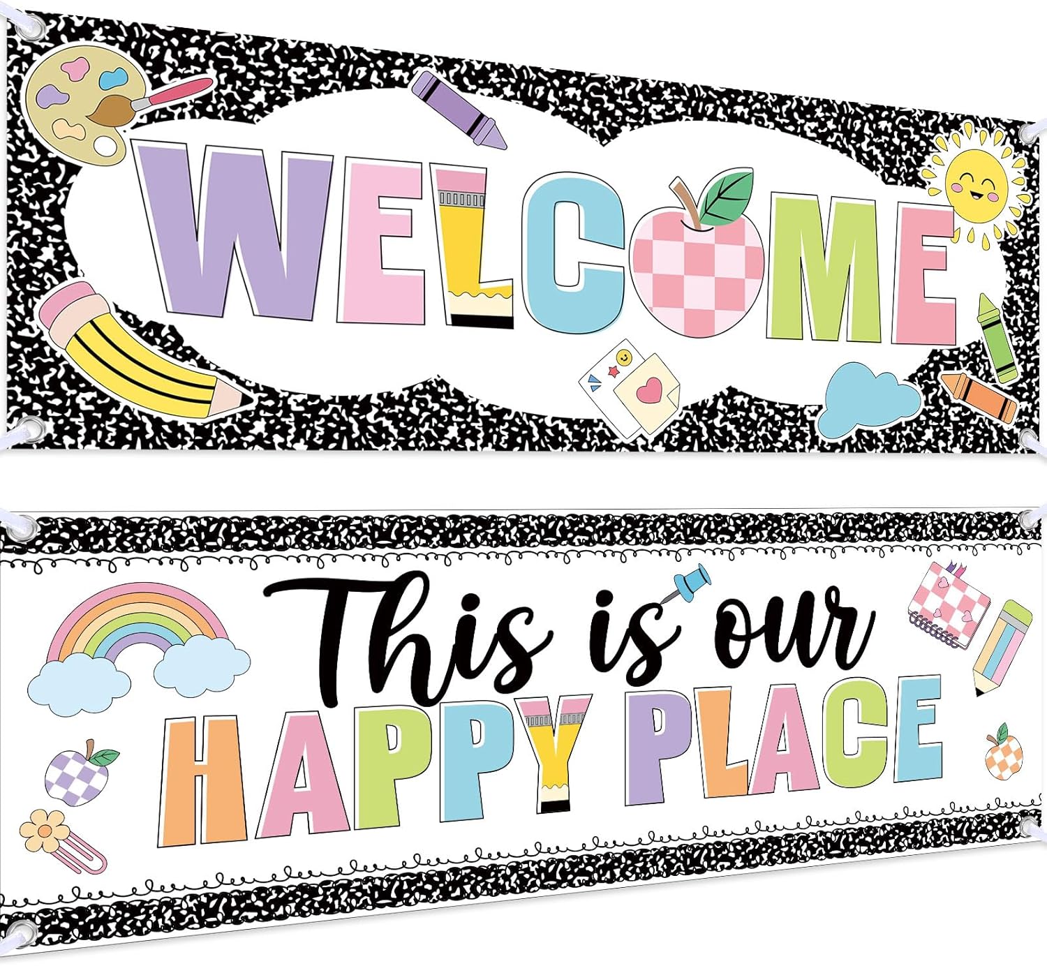 Amazon.com: Harloon 2 Pcs Composition Notebook Classroom Decor 13.8 x ...