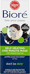 Biore Charcoal Instant Warming Clay Mask Deep Porefection (4 Single Use ...