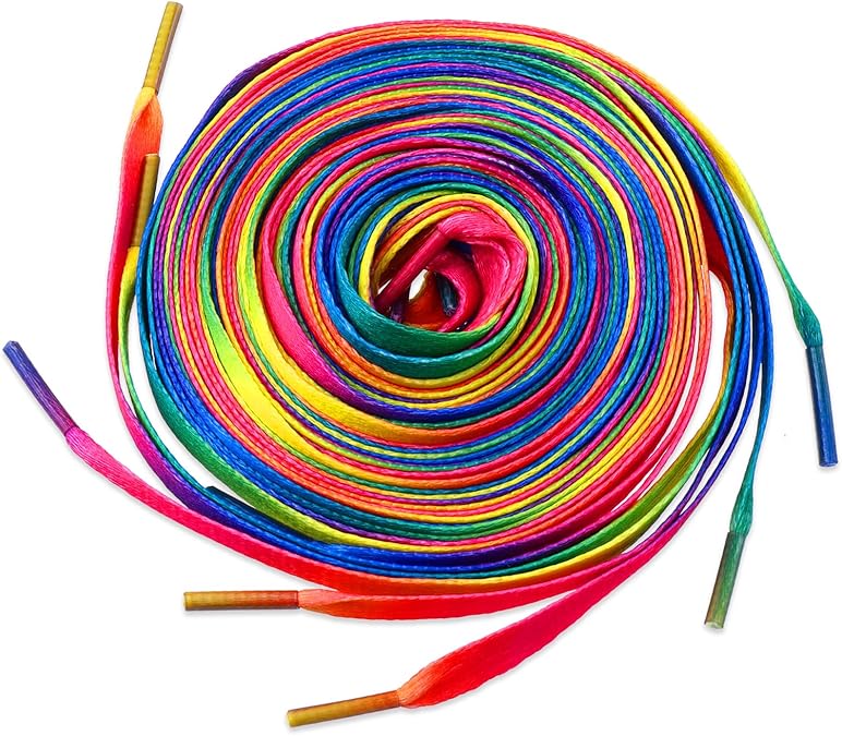 Amazon.com: Ouligay 4 Pairs Rainbow Shoe Laces Flat Shoelaces for Adult ...