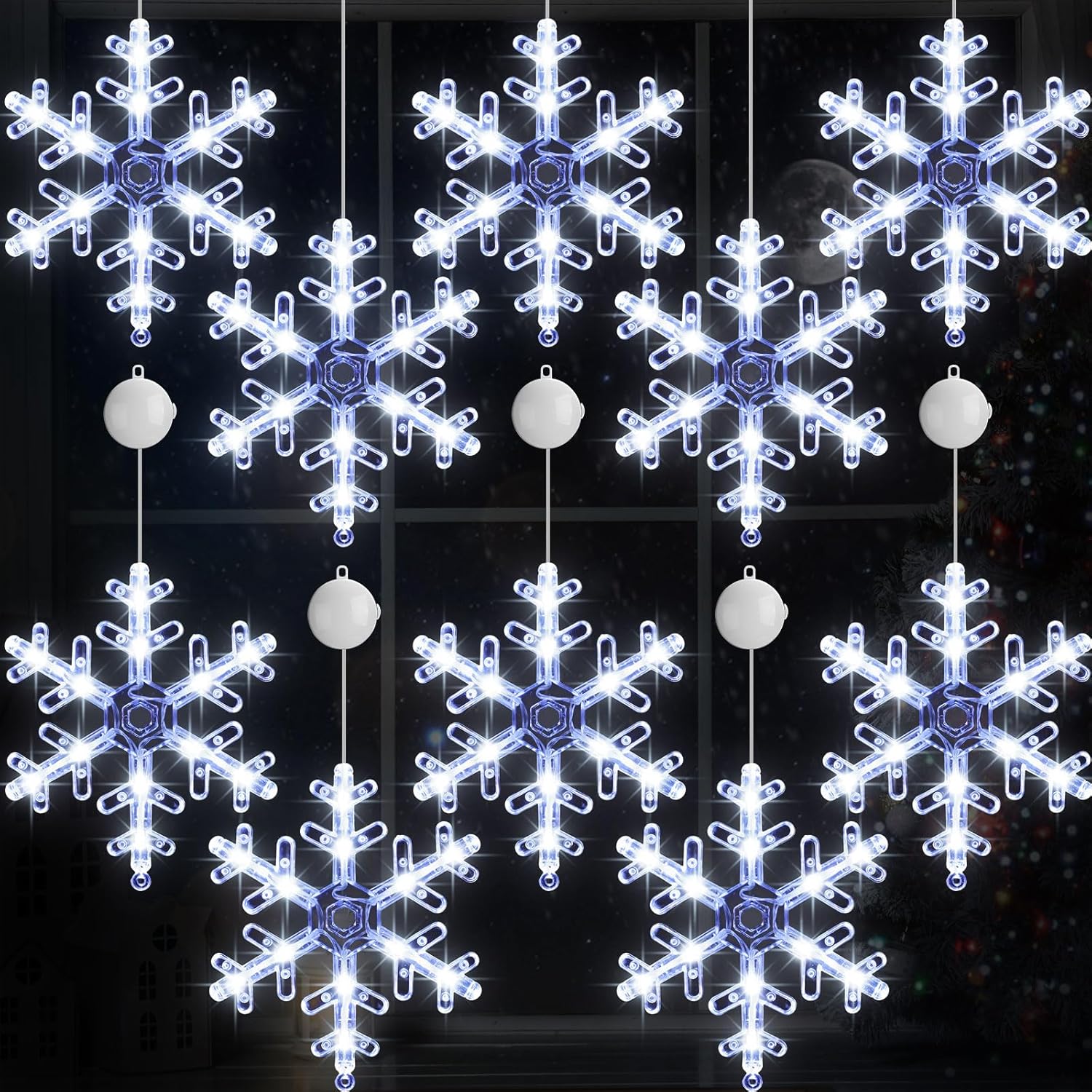 Amazon.com: Tujoe 10 Pcs Christmas Window Lights Decorations Light up ...