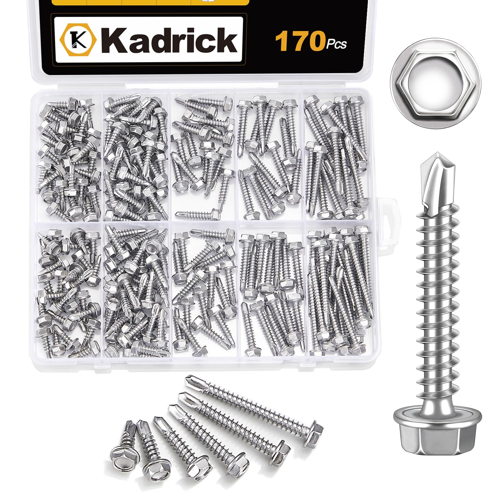 Snapklik.com : Kadrick 170Pcs Self Drilling Screws Assortment Kit
