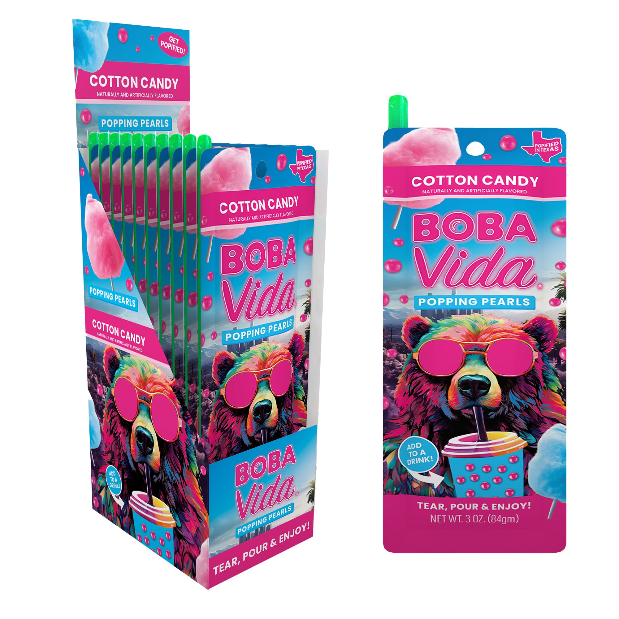 Amazon.com: BobaVida Cotton Candy Popping Boba Pearls - 10 Boba Packets ...