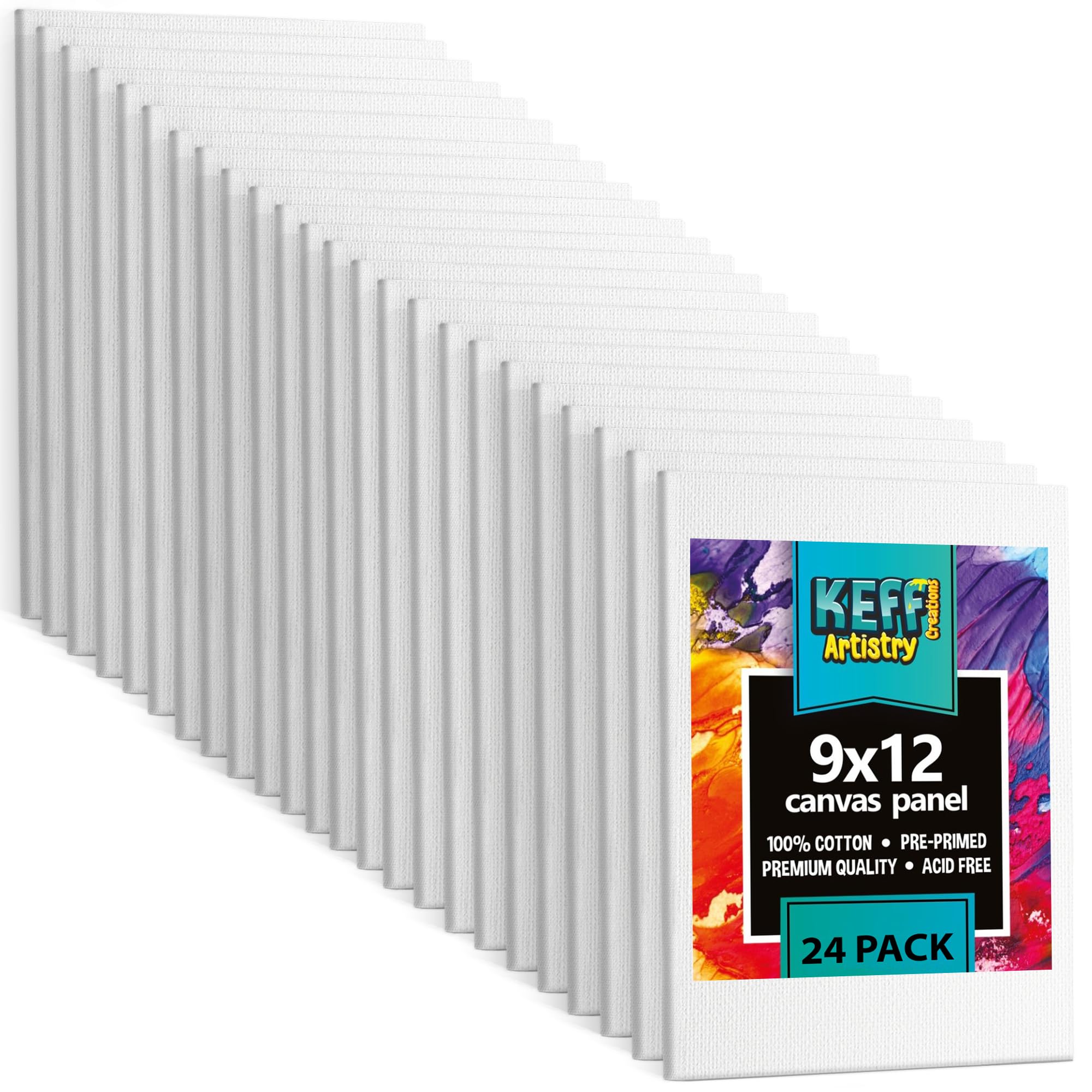 Amazon.com: KEFF Canvas Boards for Painting - 9x12 24-Pack Bulk Canvas ...