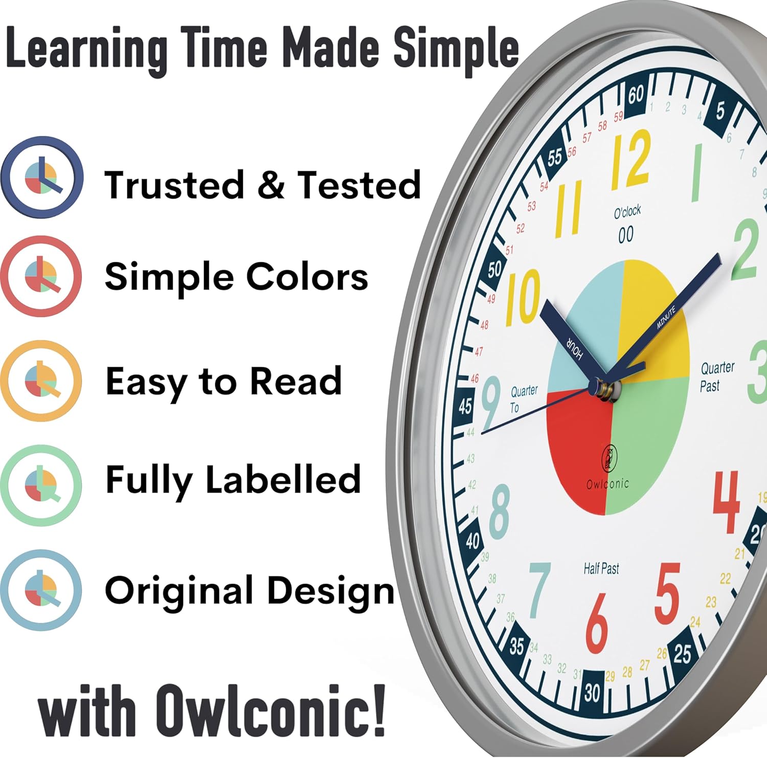 OWLCONIC Teaching Clock - Analog Clock for Kids Chile | Ubuy