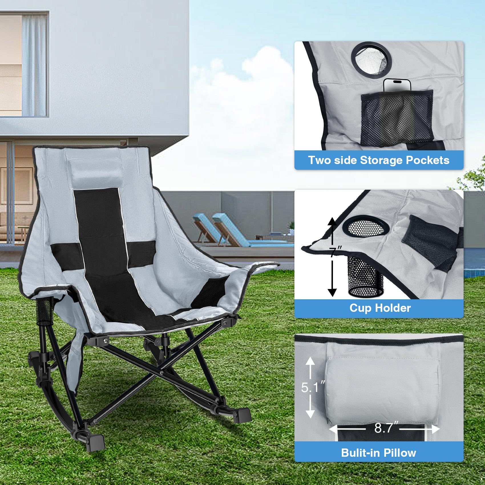 Snapklik.com : Slendor Oversized Rocking Camping Chair, XL Heated ...