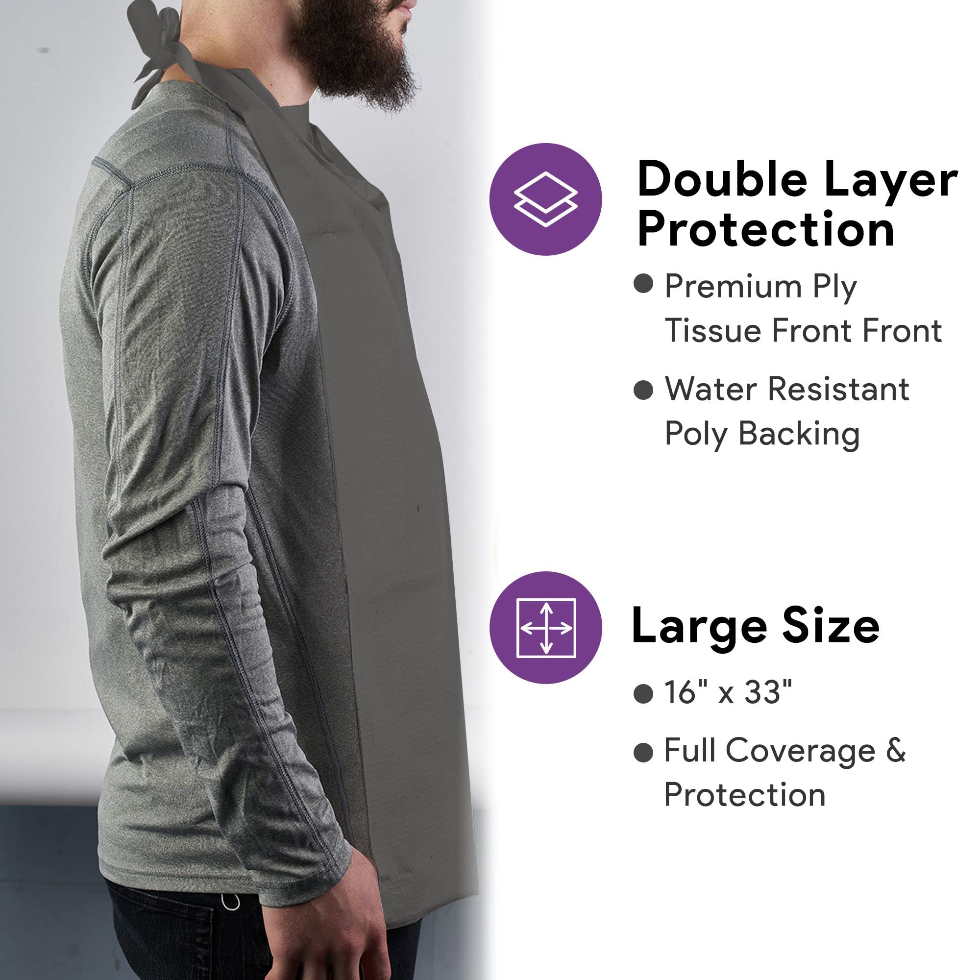 Snapklik.com : Disposable Bibs For Adults, 25 Pack - Tie Back, 16" X 33 ...